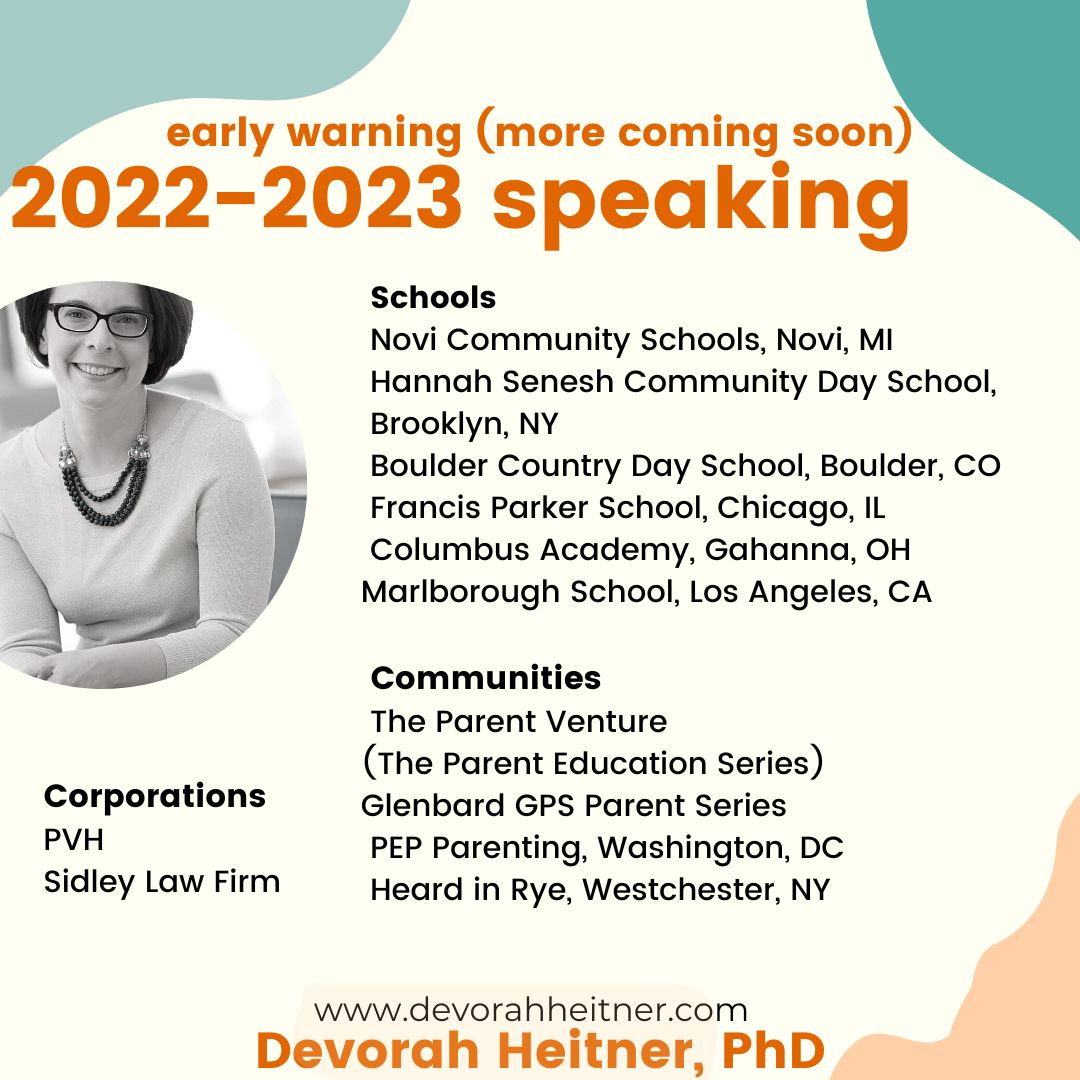 Schedule: Dr. Devorah Heitner